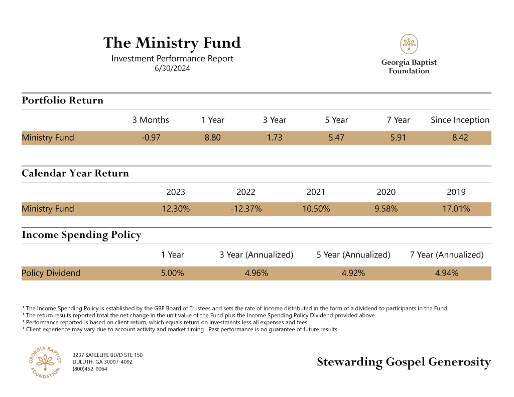 Ministry Report — Georgia Baptist Foundation